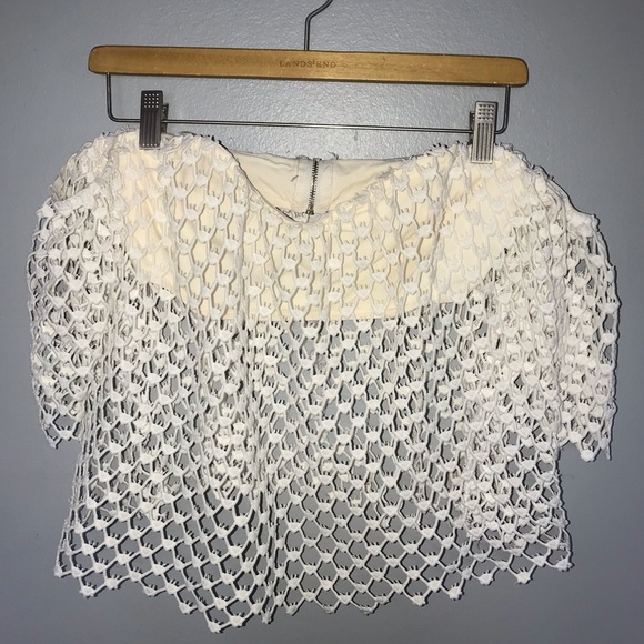 Tops | White Netted Top | Poshmark